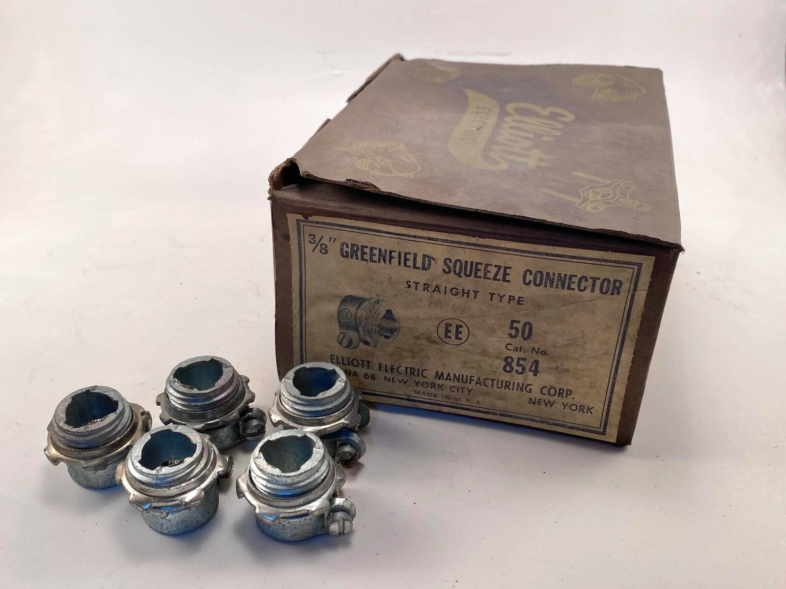 Elliott 854 3/8" Greenfield Squeeze Connector, Lot of 5, New | eBay