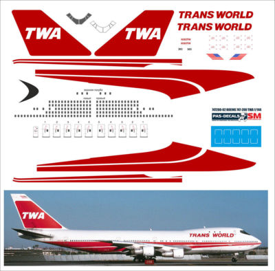 1/144 PAS-DECALS Boeing 747-200-2 TWA Trans World Zvezda Revell | eBay