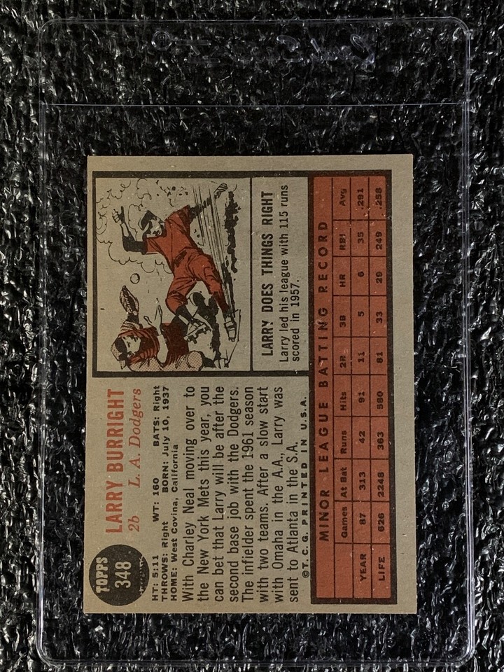 1962 Topps Baseball #348 Larry Burright EX | eBay