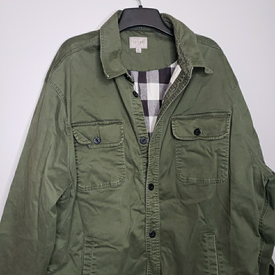 Jachs Field Jacket Olive Military Flannel Lined Coat Shacket Anchor ...