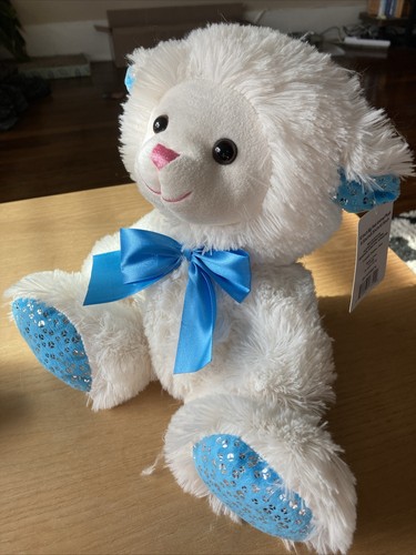 HugFun Lamb Big Foot Plush Stuffed Animal 10" White Blue New with Tags ...