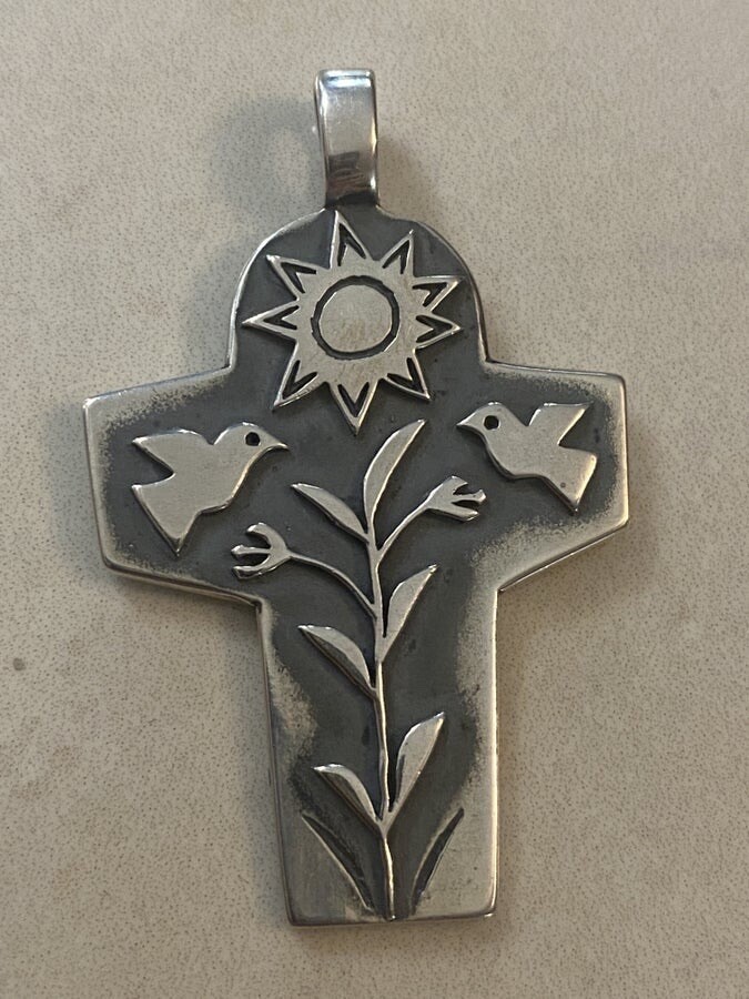 James Avery Retired Silver New Life Cross Pendant - Gem