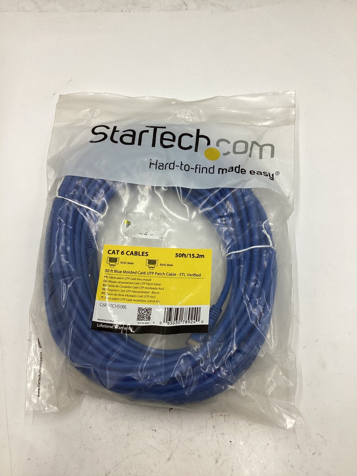 (QTY 2) StarTeck 50Ft Blue Molded Cat6 UTP Patch Cable C6PATCH50BL | eBay