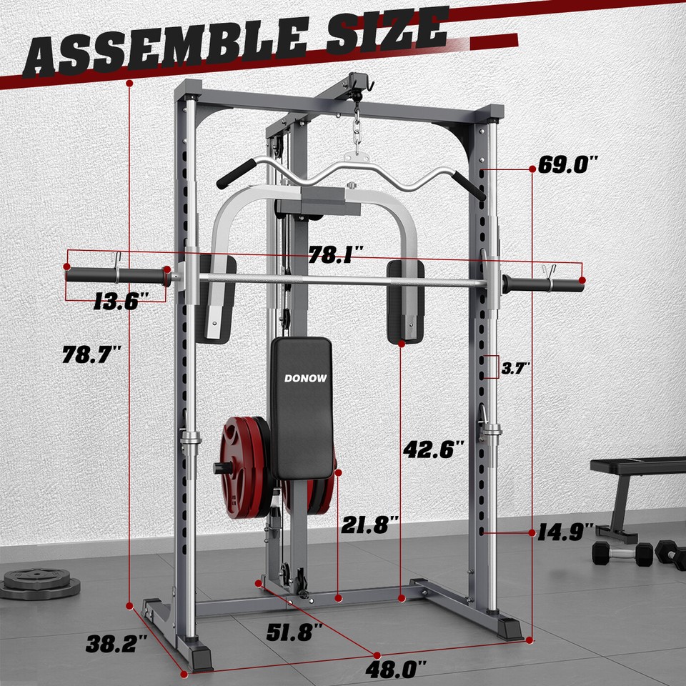 Smith Machine Power Cage Power Rack Squat Rack Home Gym System No ...