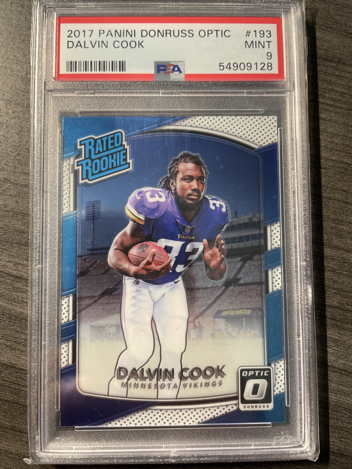 Dalvin Cook 2017 Panini Donruss Optic Rated Rookie PSA 9 Ravens Vikings ...