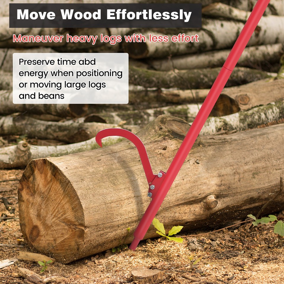 60" Log Peavey Steel Cant Hook With Adjustable Hook Logging Tool Log ...