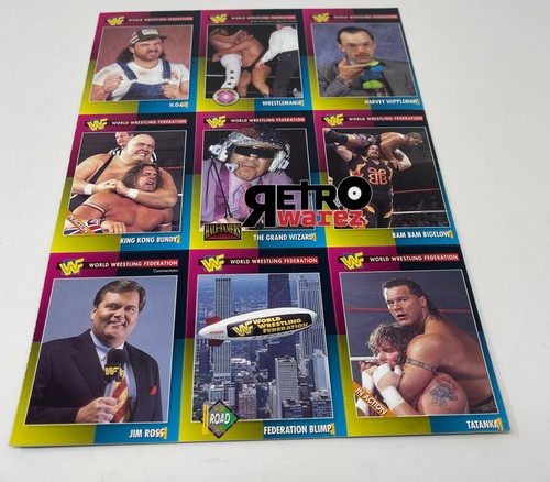 1995 WWF Magazine Uncut Card Sheet # 64-72 wwe Jim Ross King Kong Bundy ...