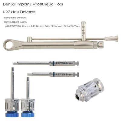 Dental Torque Wrench Implant Screwdriver Hex 1.27 Driver Adapter Zimmer ...