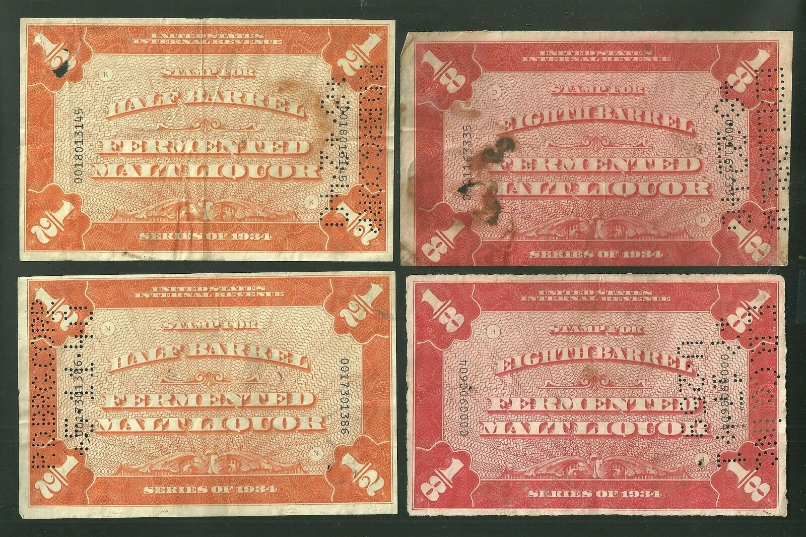 5 1934 United States Revenue Beer Malt Liquor Stamps Scott #REA181 ...