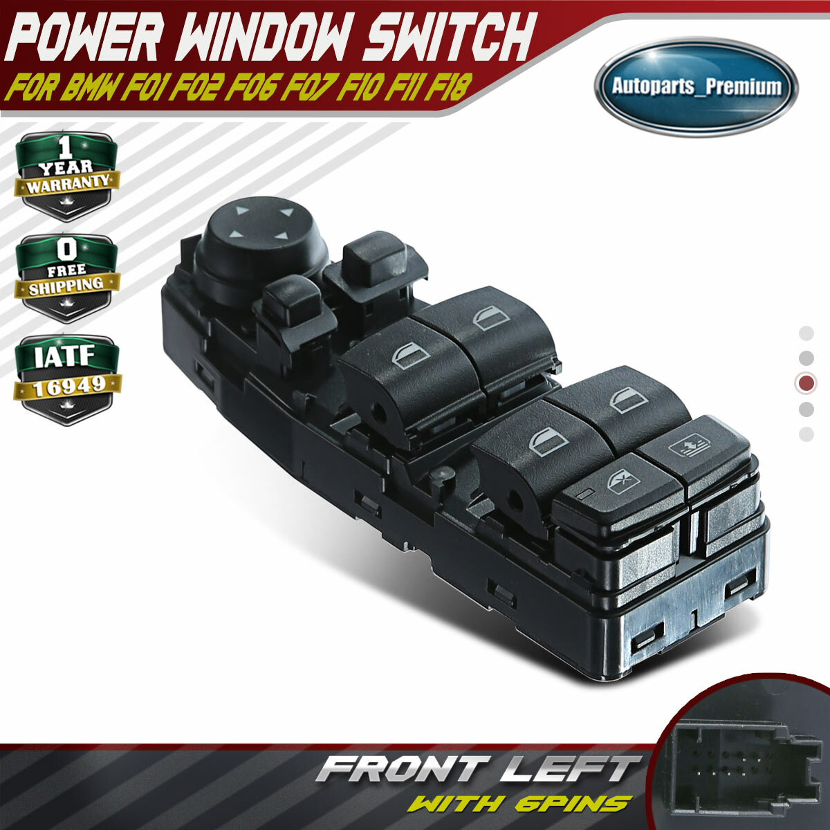 Front Left Power Window Switch for BMW 528i 640i 760Li w/ Rear Window ...