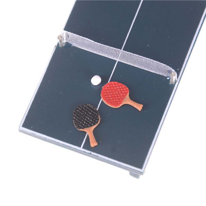 1/12 Dollhouse Mini Ping Pong Table With Balls & Rackets Doll House ...