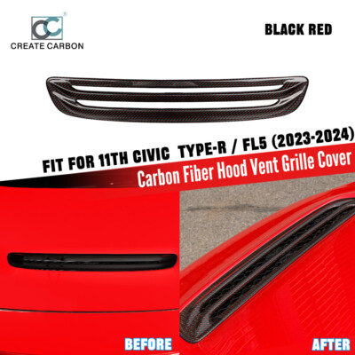 Dry Carbon Fiber Hood Vent Scoop Cover for Honda Civic Type R FL5 Black ...