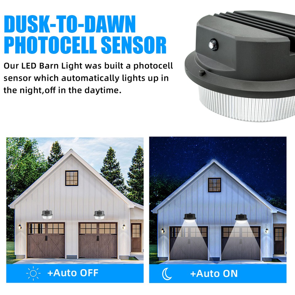 75W Dusk to Dawn LED Outdoor Security Light Photocell IP65 5500K DLC ...
