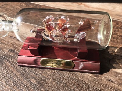 Mayflower Glass Ship In A Bottle Blown Artistic Galleon 16th Century ...