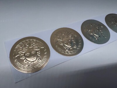 Set of 5 Versace 1.25" Gold Medusa Head Gold Round Sticker Stamp Logo ...