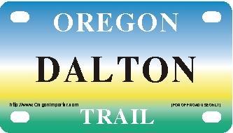 DALTON Oregon Trail - Mini License Plate - Name Tag - Bicycle Plate! | eBay
