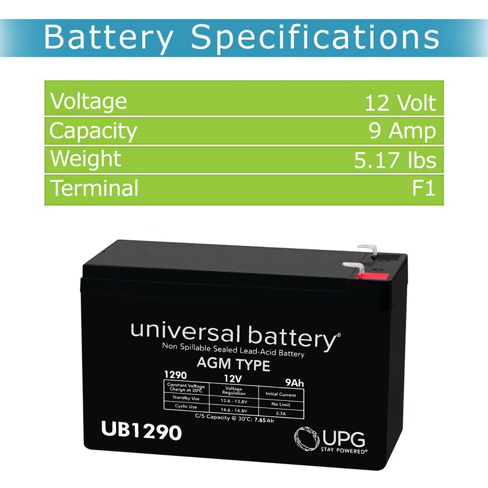 UPG 12V 9Ah SLA Battery Replacement for Enduring CB7-12, CB-9-12 | eBay