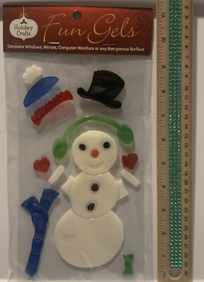 Holiday Crafts Christmas Fun GEL Sticker Window Clings Snowman 12 Pc ...