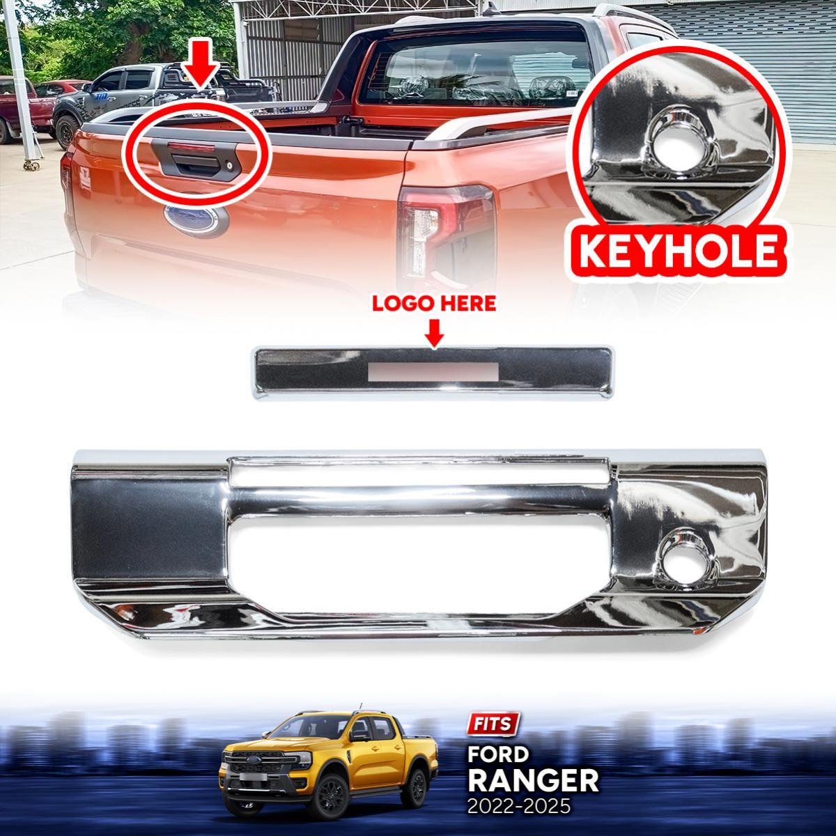 REAR TAILGATE HANDLE COVER CHROME 2PCS W/ KEYHOLE FOR FORD RANGER P703 ...