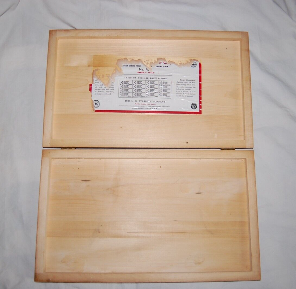 Vintage Large Starrett Wood Raised Panel Micrometer Case ONLY 19 1/2 ...