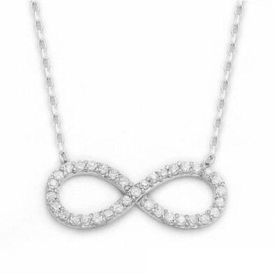 Infinity Charm Pendant Forever Figure 8 Symbol Sterling Silver CZ ...