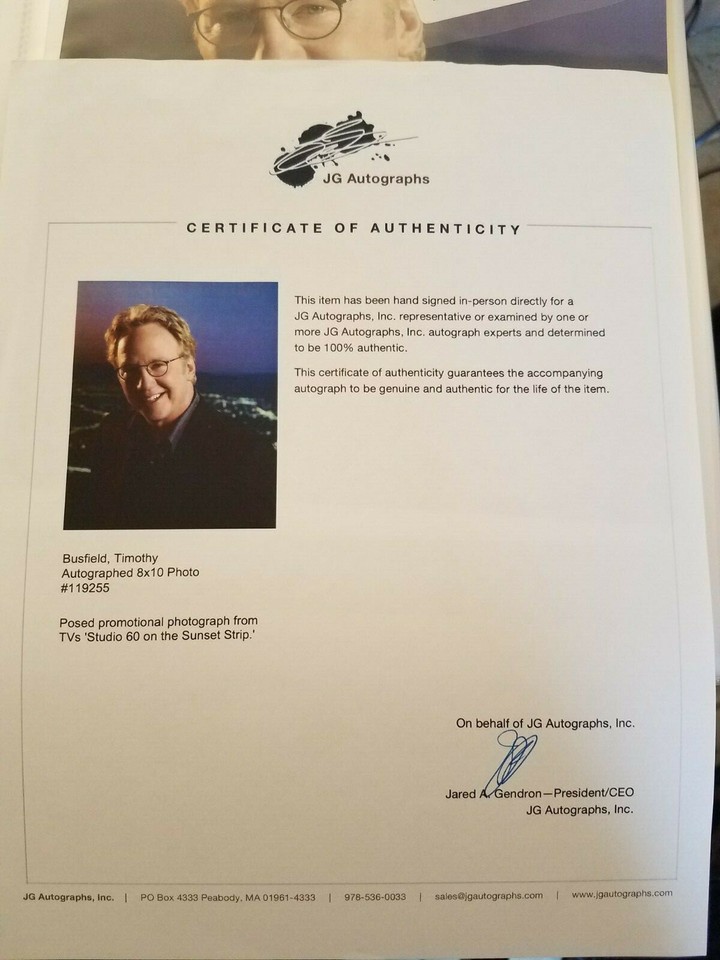 Timothy Busfield (West Wing) Authenticated Original signed autograph ...