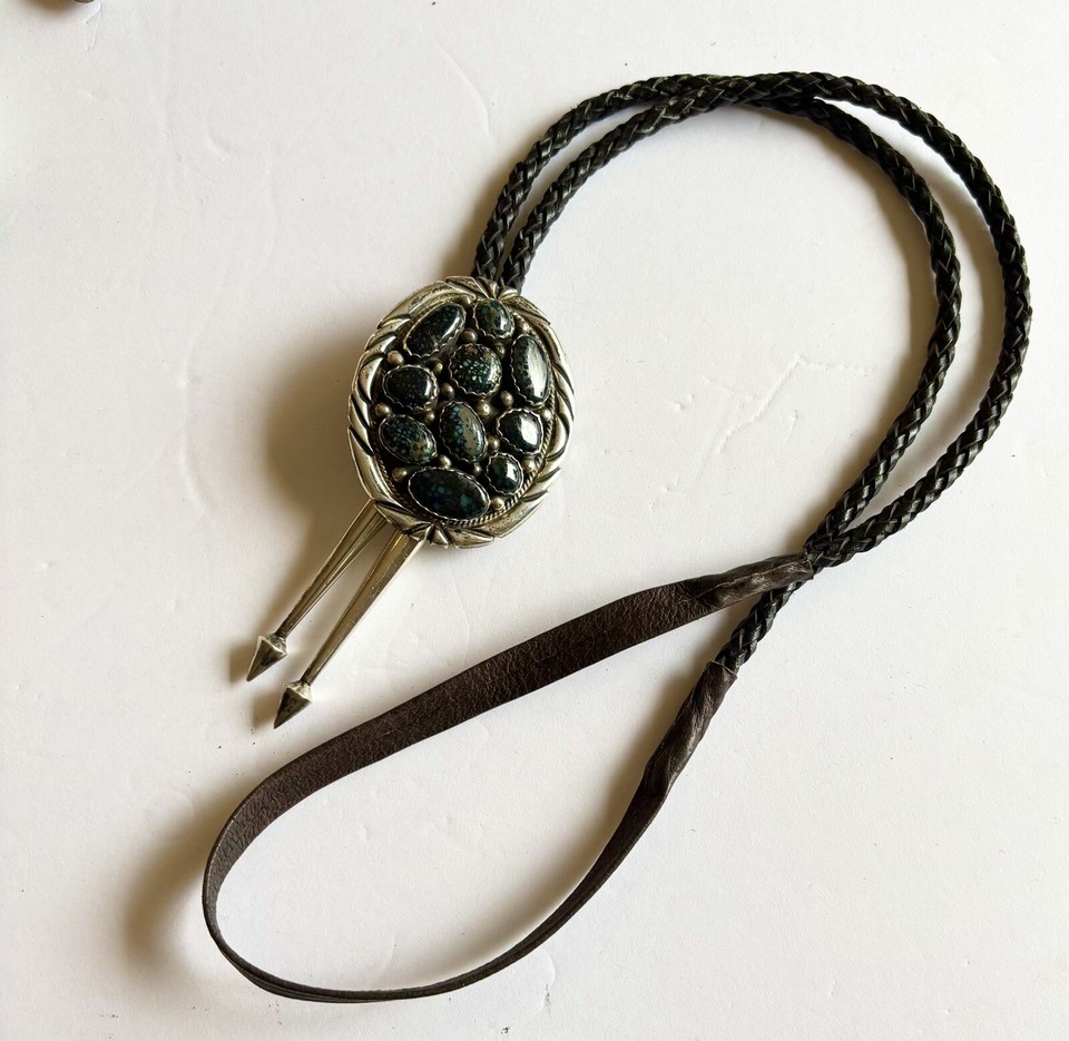Old Pawn Navajo Sterling Silver Bolo Tie P Sanchez 925 Silver & 50 cts ...