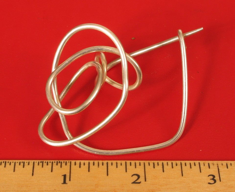 SUPER MODERNIST ARTIST CRAFTED SILVER BROOCH WIRE SWIRL STATEMENT PIN ...