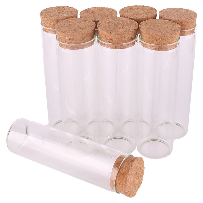 48pcs 50ml Lab Glassware Glass Test Tube Terrarium with Cork Stopper 30 ...