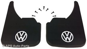 Universal Car Mudflaps Front Rear VW Volkswagen White Logo Lupo Passat ...