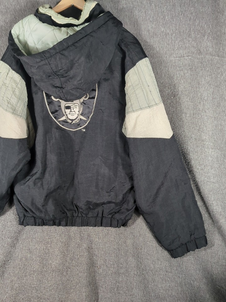 Vintage Starter NFL Oakland Raiders Jacket Quarter 1/4 Zip Pullover XL ...