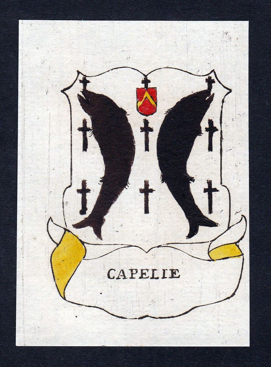 1800 Capelle Ijssel Netherlands Emblem Adel Coat of Arms Copperplate ...