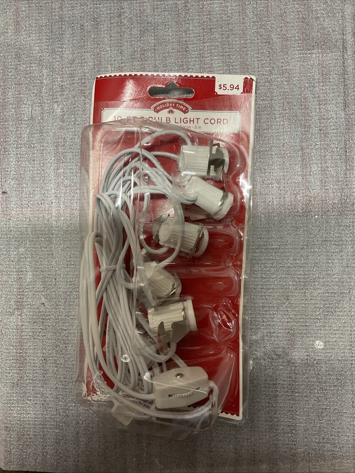Christmas Village 10 Ft Light Cord 5 Bulb Sockets On/Off Switch Holiday ...