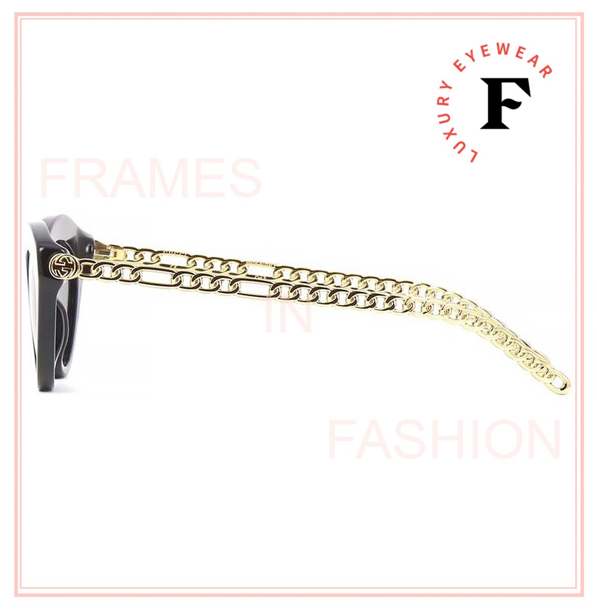 GUCCI CHAIN 0978 Gold Black Logo Heart Detachable Charm GUCCI CHAIN 0978 Gold Black Logo Heart Detachable Charm