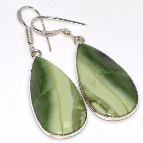 Larsonite 925 Silver Plated Gemstone Earrings 2" Independence Day Gifts ...