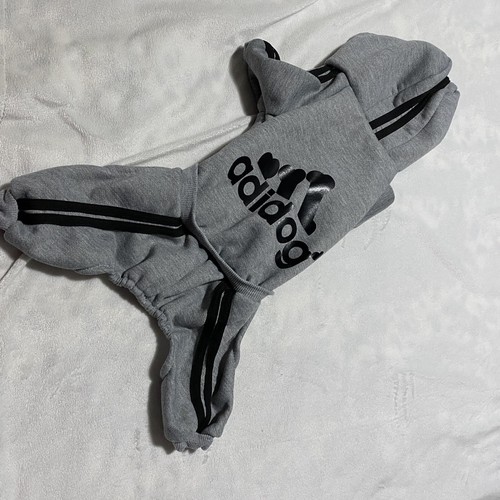 Adidog Dog Button Up One Piece Jumpsuit Dog Puppy Clothes Size XL Grey ...