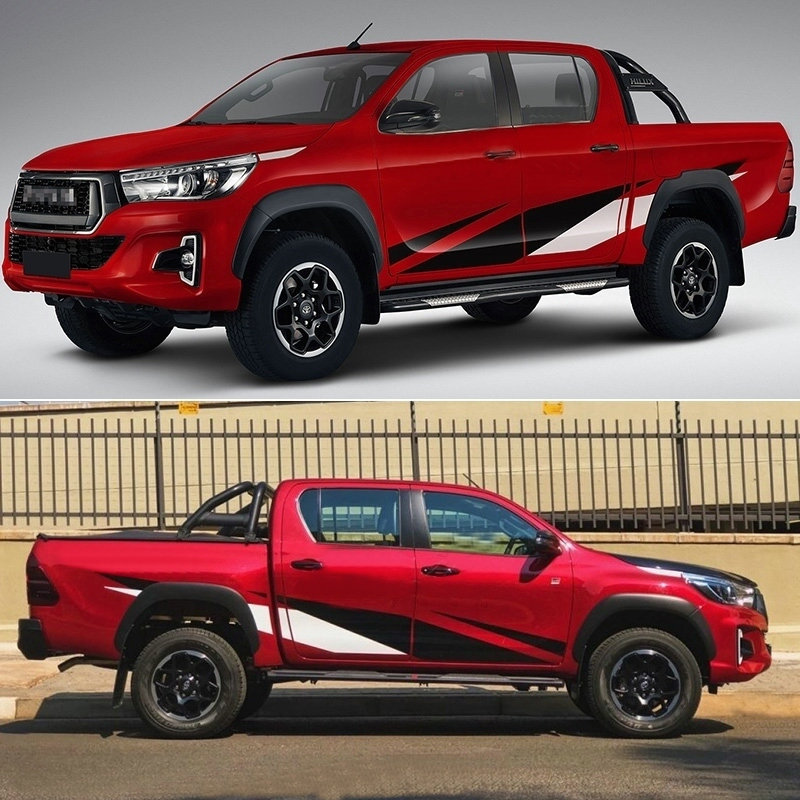 2 Pcs Graphic Racing Stripe Car Sticker For Toyota Hilux Side Door ...