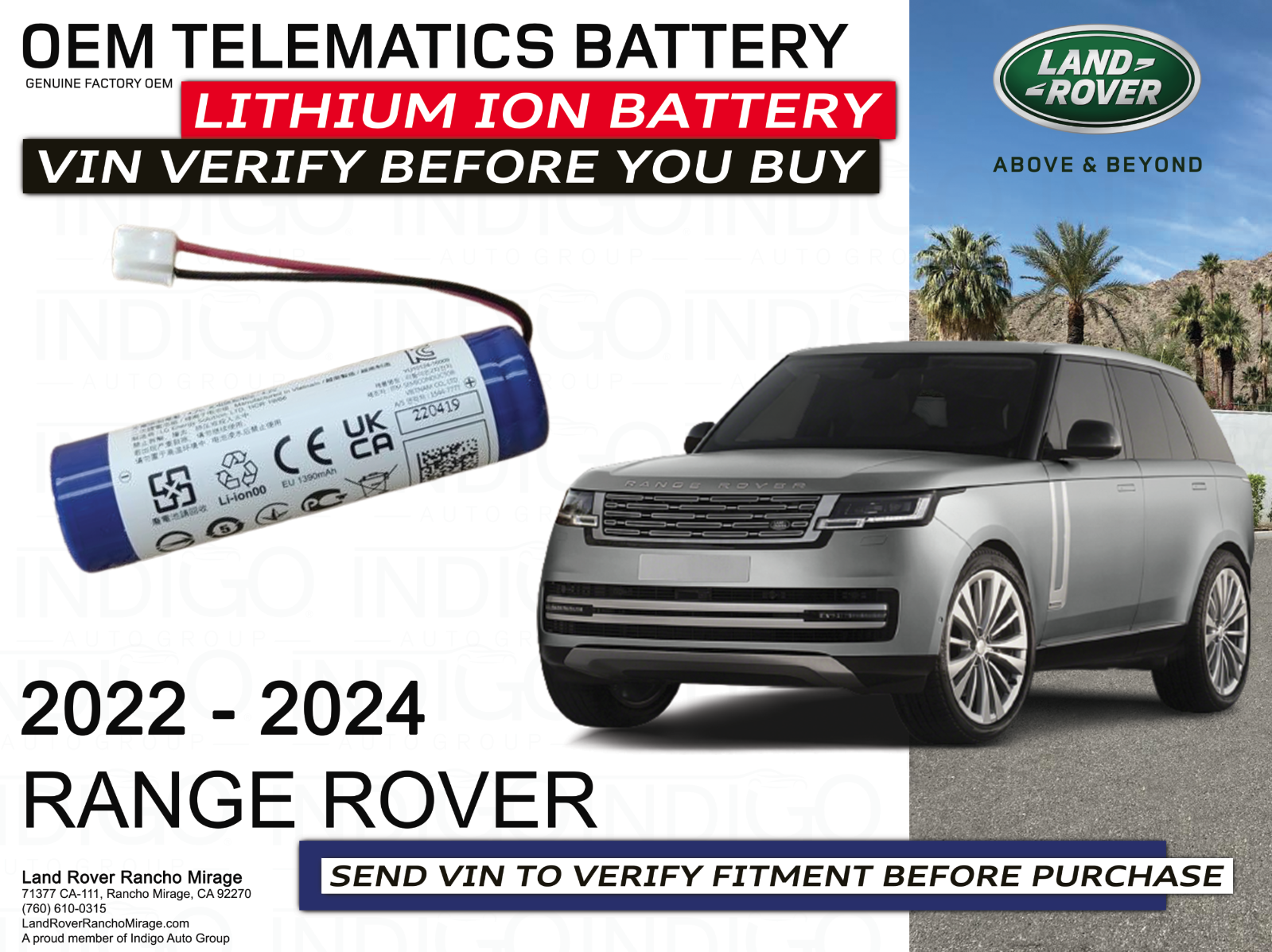 2021-2024 RANGE ROVER OEM TELEMATICS BATTERY RR-LR132077 (SEND VIN) | eBay