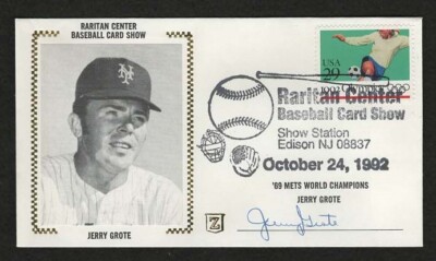 JERRY GROTE {d-2024} Signed 1969 World Champs NEW YORK METS Cachet ...