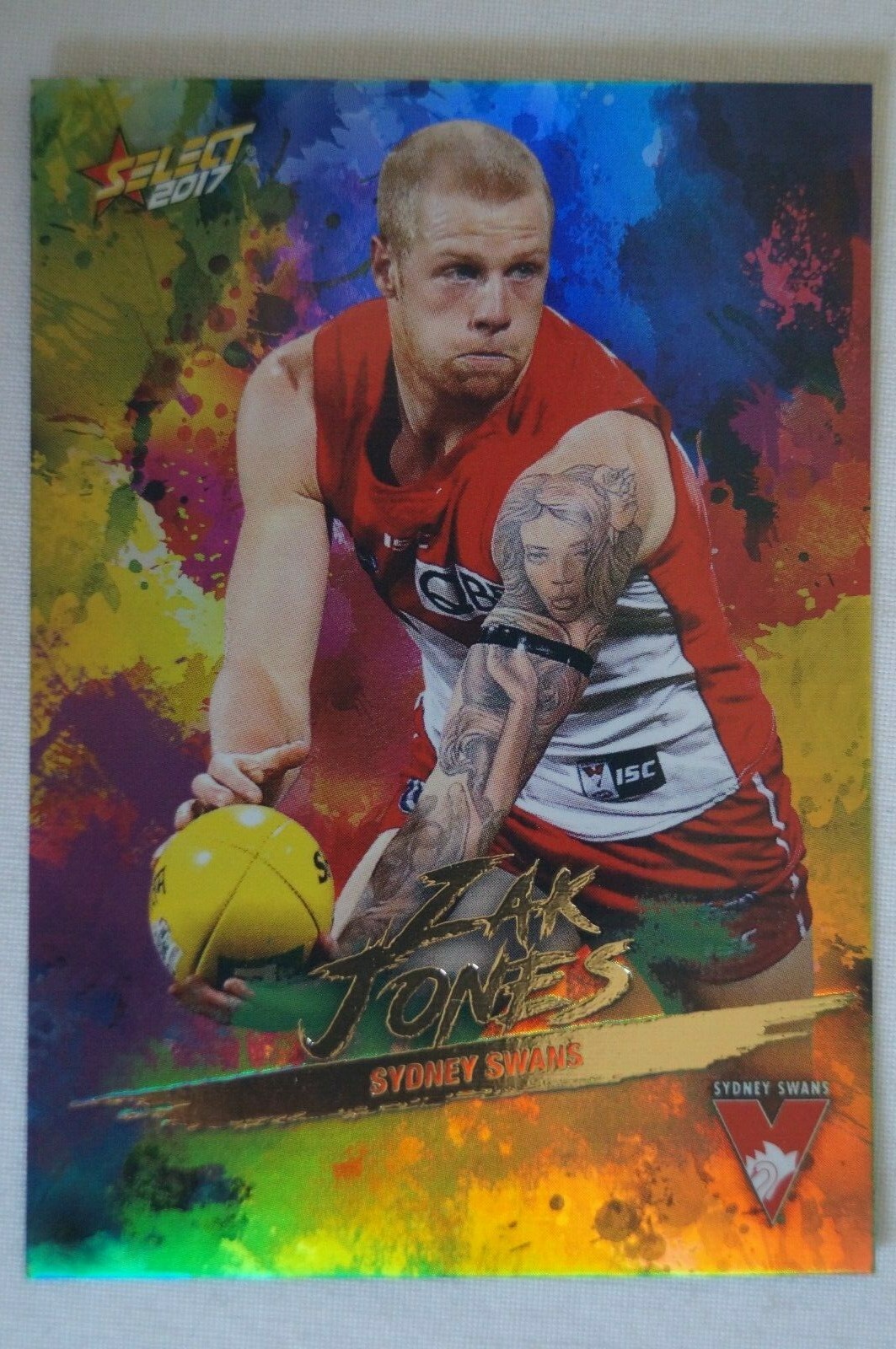 Sydney Swans AFL Select Multi Colour Holo Foil Football Card Zak Jones ...