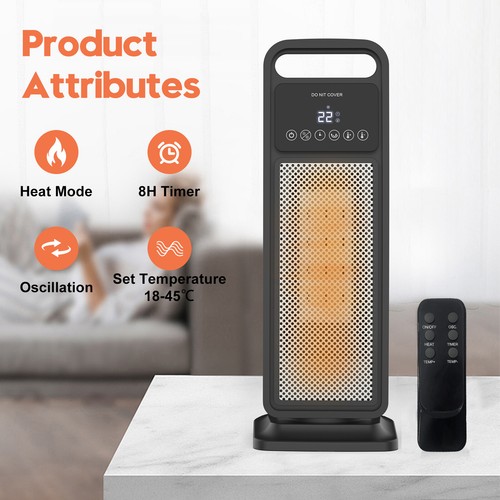 Electric Ceramic Heaters Fan Portable Oscillating Remote Control Timer ...