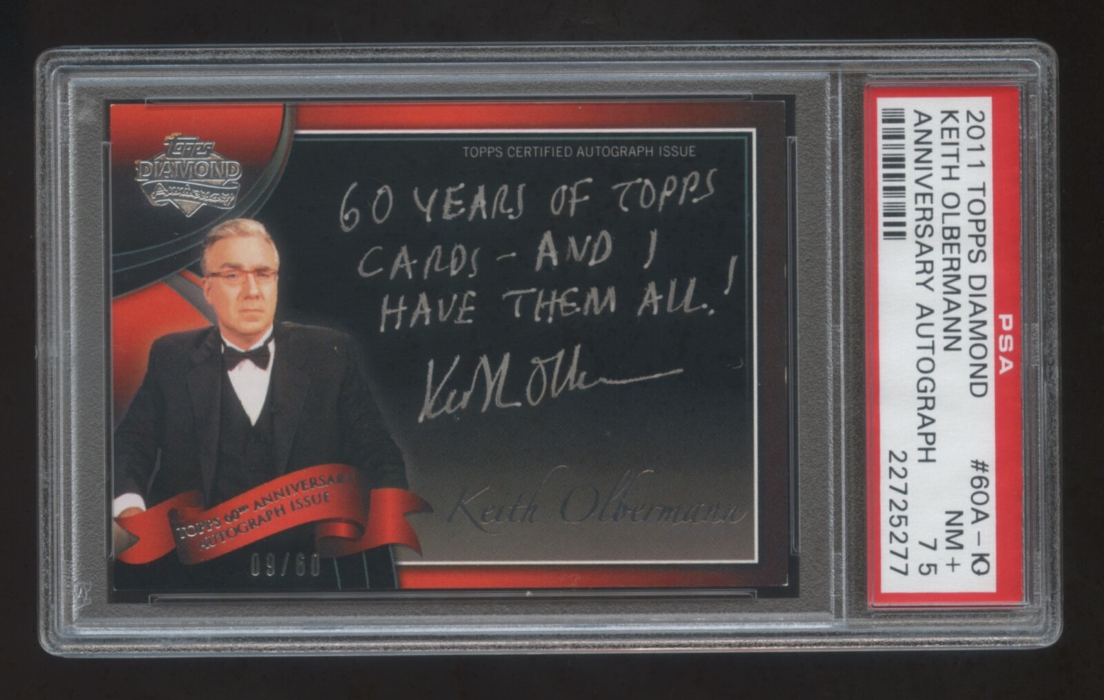 2011 TOPPS KEITH OLBERMANN AUTOGRAPH INSANE INSCRIPTION #ED 09/60 LOOK ...