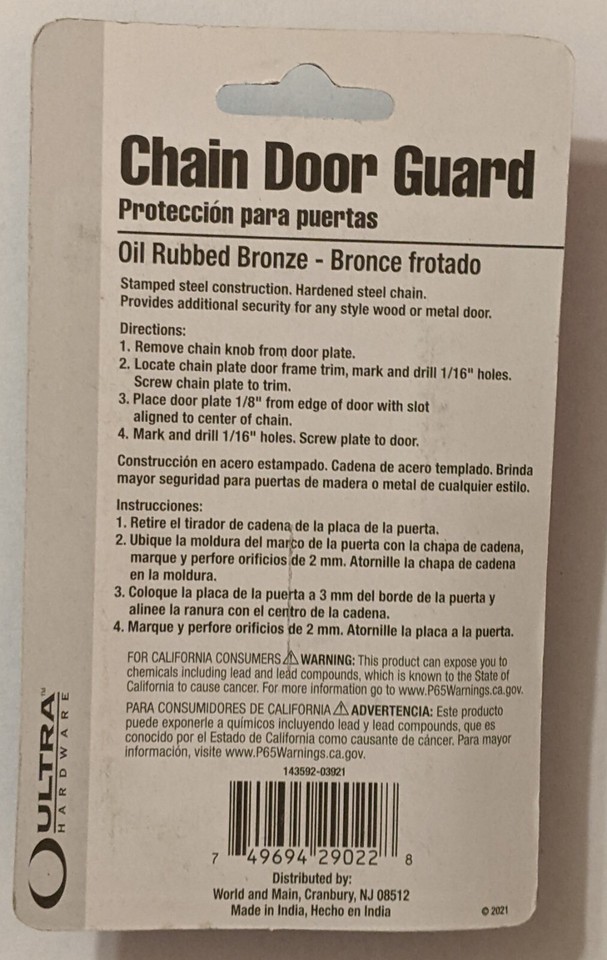 Oil Rub Bronze Chain Door Guard Protection Ultra Hardware Lock Bolt | eBay