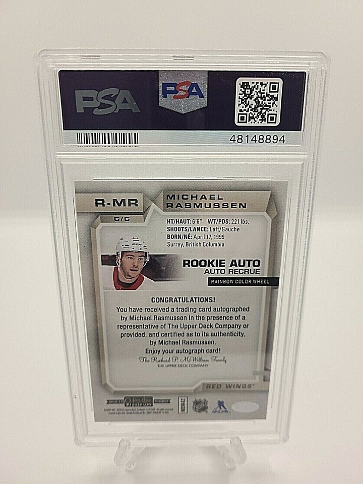 2018-19 Michael Rasmussen OPC Platinum Rookie Rainbow Color Wheel Auto ...