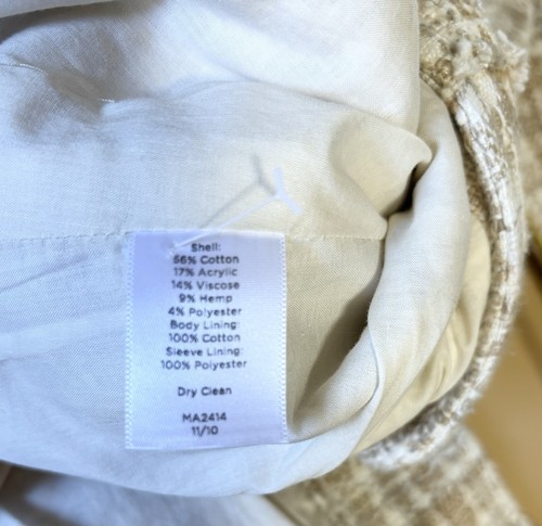 Talbots Cream And Tan Long Woven Jacket Size 10 | eBay