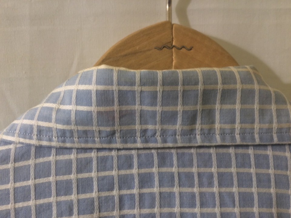 Men's 1950's Loop collar long sleeve grid pattern shirt size 15 15-1/2 ...