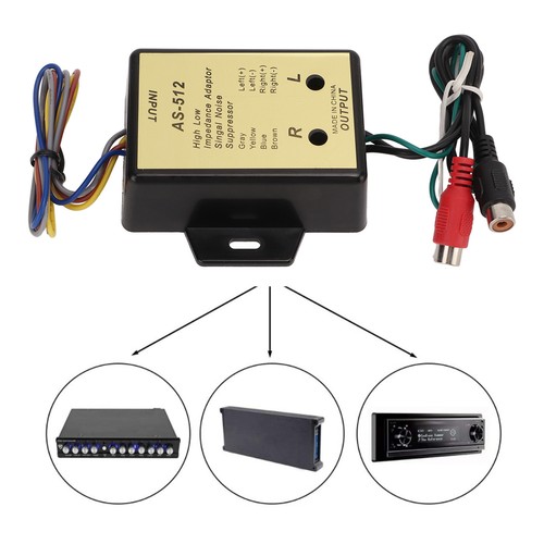 ˇ2 Channel Line High Low Impedance Adapter Audio Speaker Level Output ...