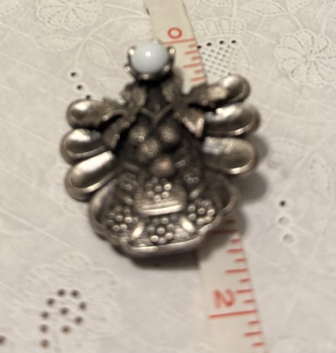 Signed Jane Angel Brooch Pin Silver Tone Leaf Design Jewelry. Vintage ...