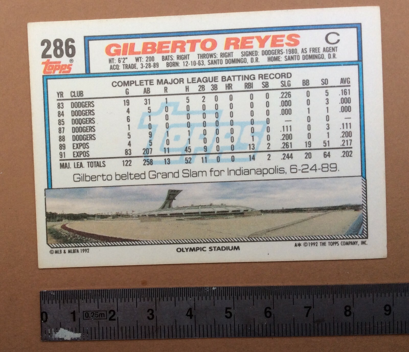 1992 TOPPS Carte BASEBALL n° 286 GILBERTO REYES EXPOS Trading Card | eBay