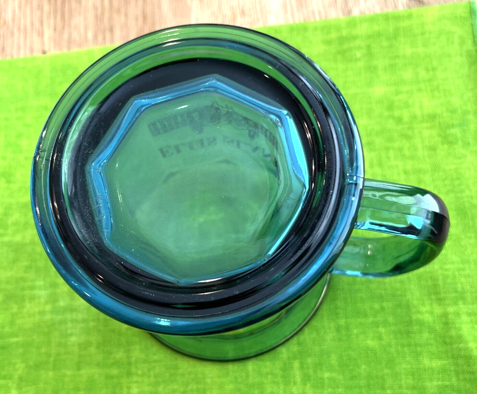 Culver Blue Glass Coffee Tea Mug Featuring Ellis Island Gold Rim Mint ...